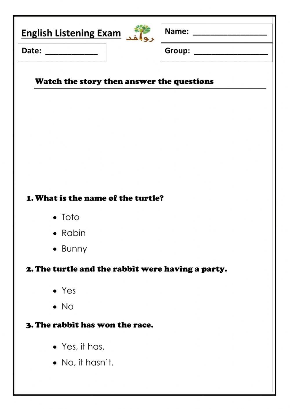 Listening Exam Version 2 worksheet | Live Worksheets