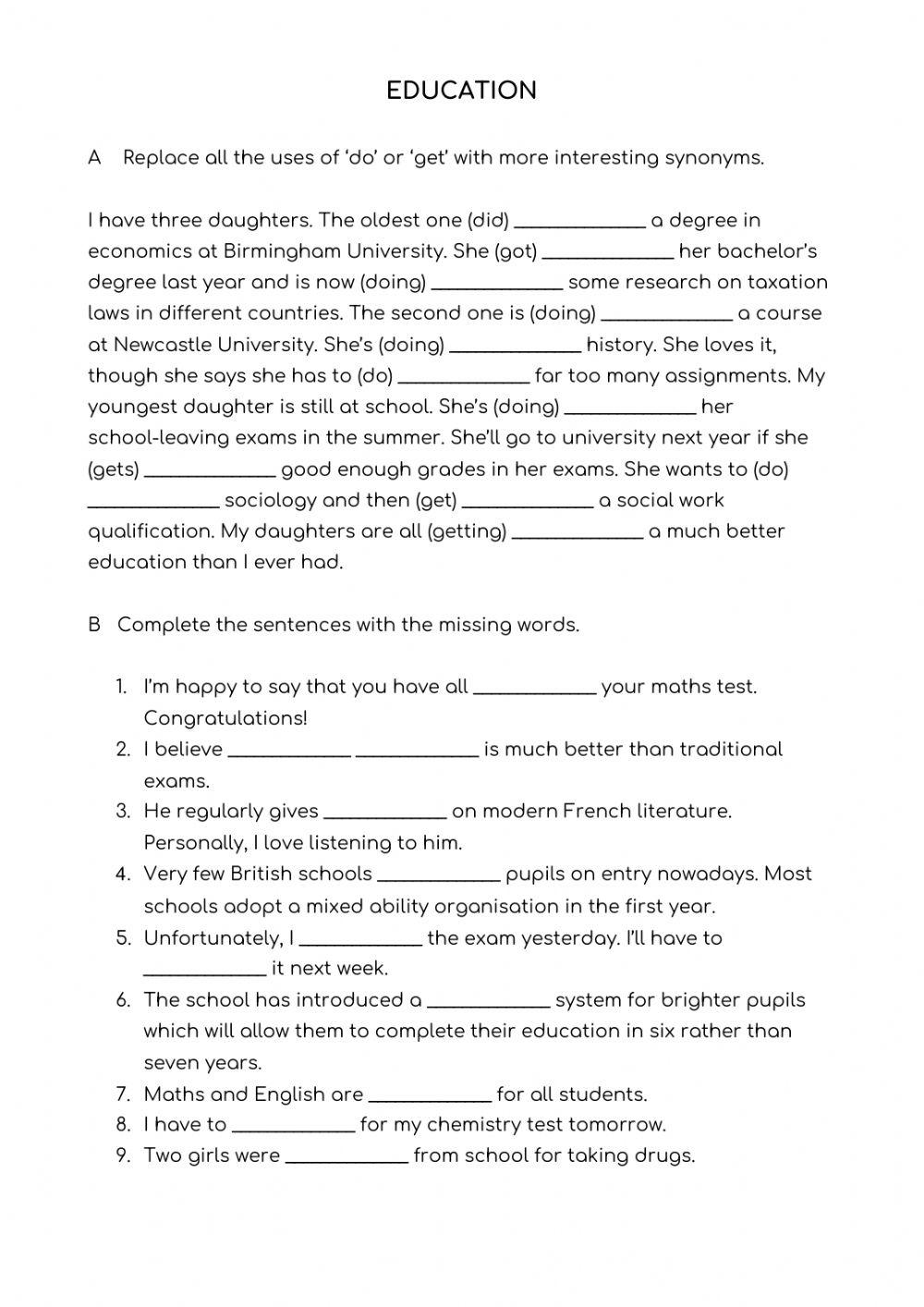 EDUCATION vocab… | Free Interactive Worksheets | 565133