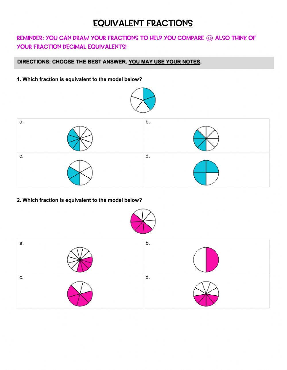 Equivalent Fractions math activity | Live Worksheets