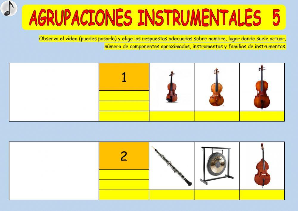 AGRUPACIONES INSTRUMENTALES 5 worksheet | Live Worksheets