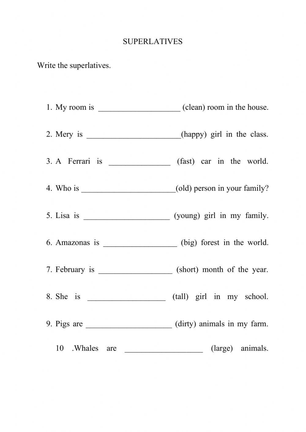 Superlatives 565493 | Kristina | Live Worksheets
