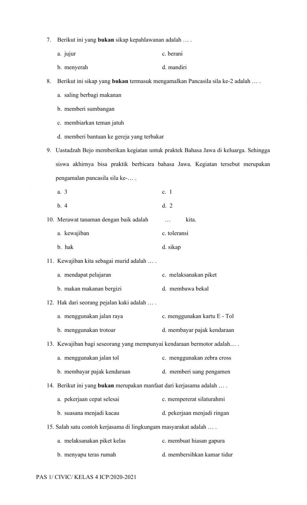 PAS Civic 4 ICP 2020-2021 online exercise for | Live Worksheets