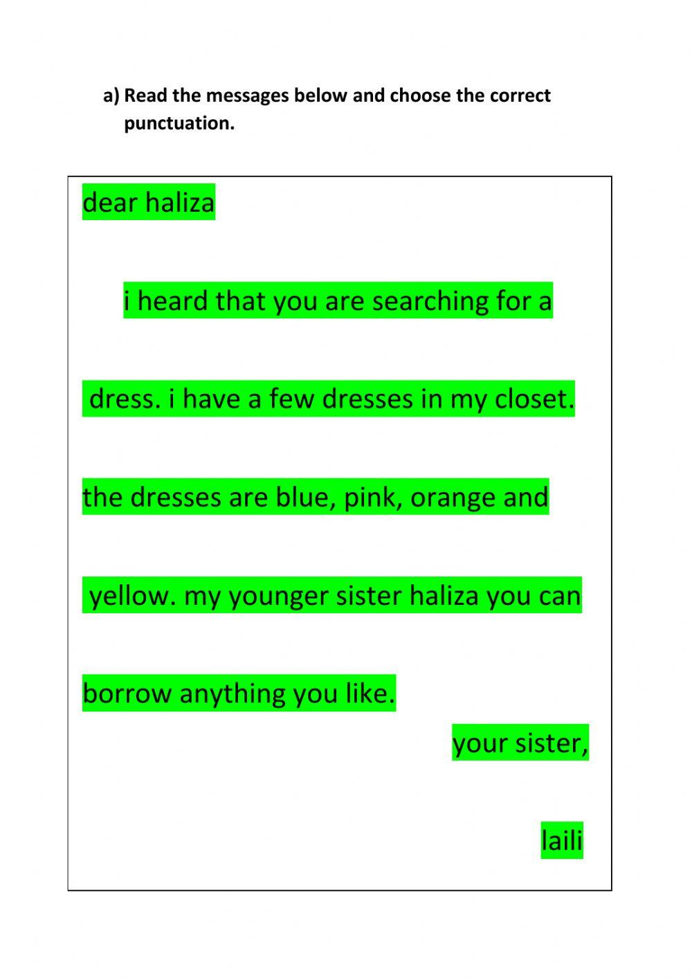 Punctuation online exercise for 2 | Live Worksheets