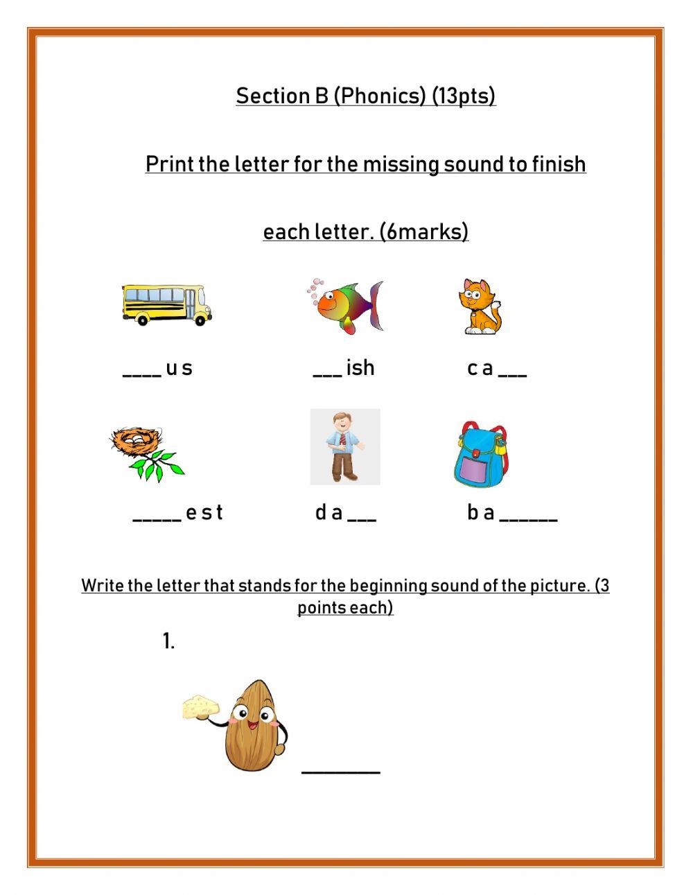 Spelling and Phonics (Grade 1) online exercise for | Live Worksheets