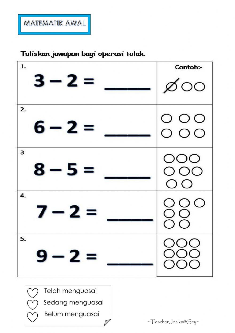 Latih tubi - Matematik Awal Prasekolah online exercise for | Live ...