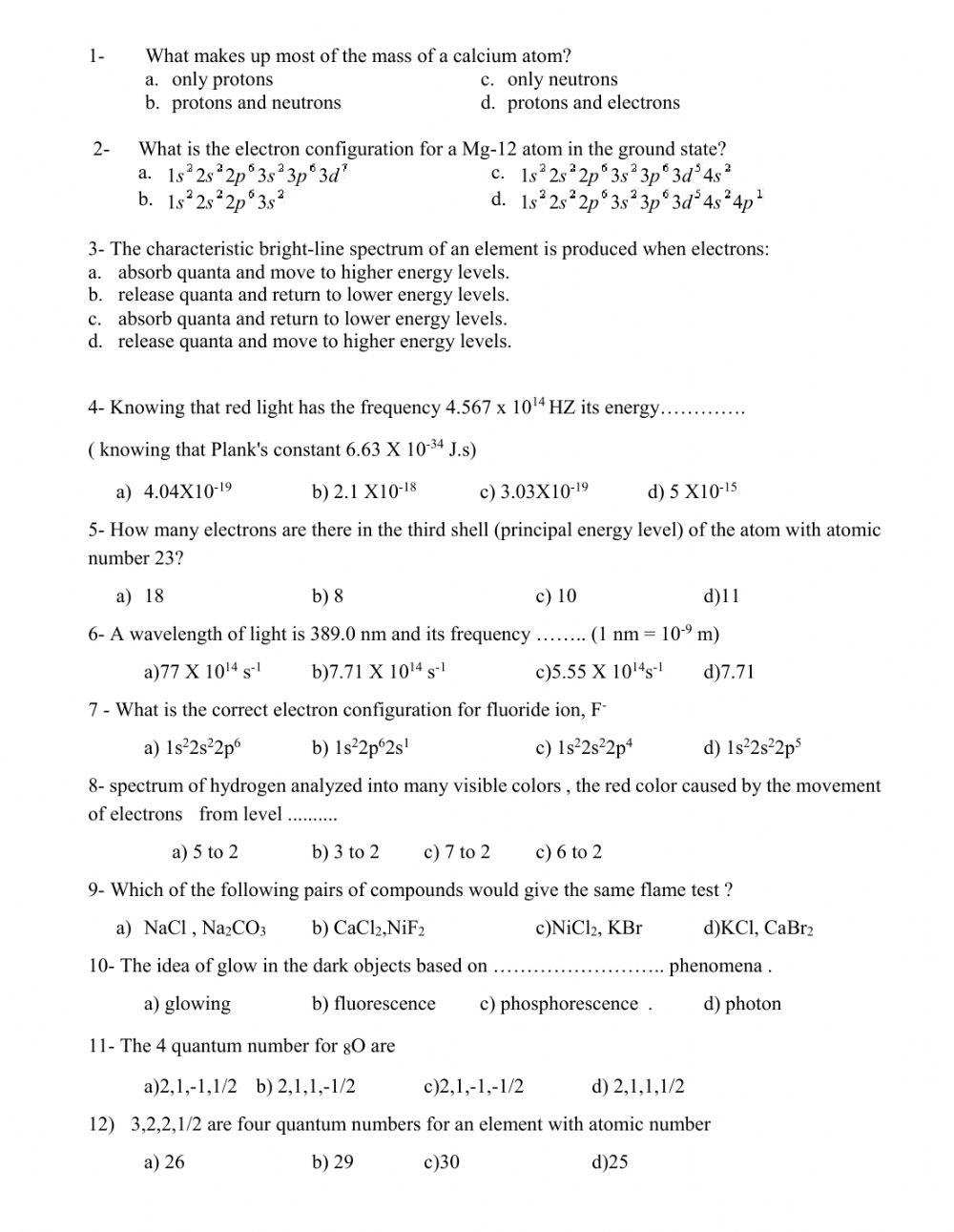 570540 | Chemistry quiz | Doaaali | LiveWorksheets