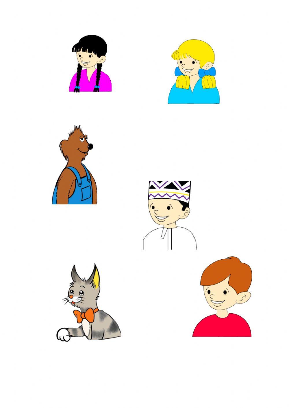 Characters interactive worksheet for one | Live Worksheets