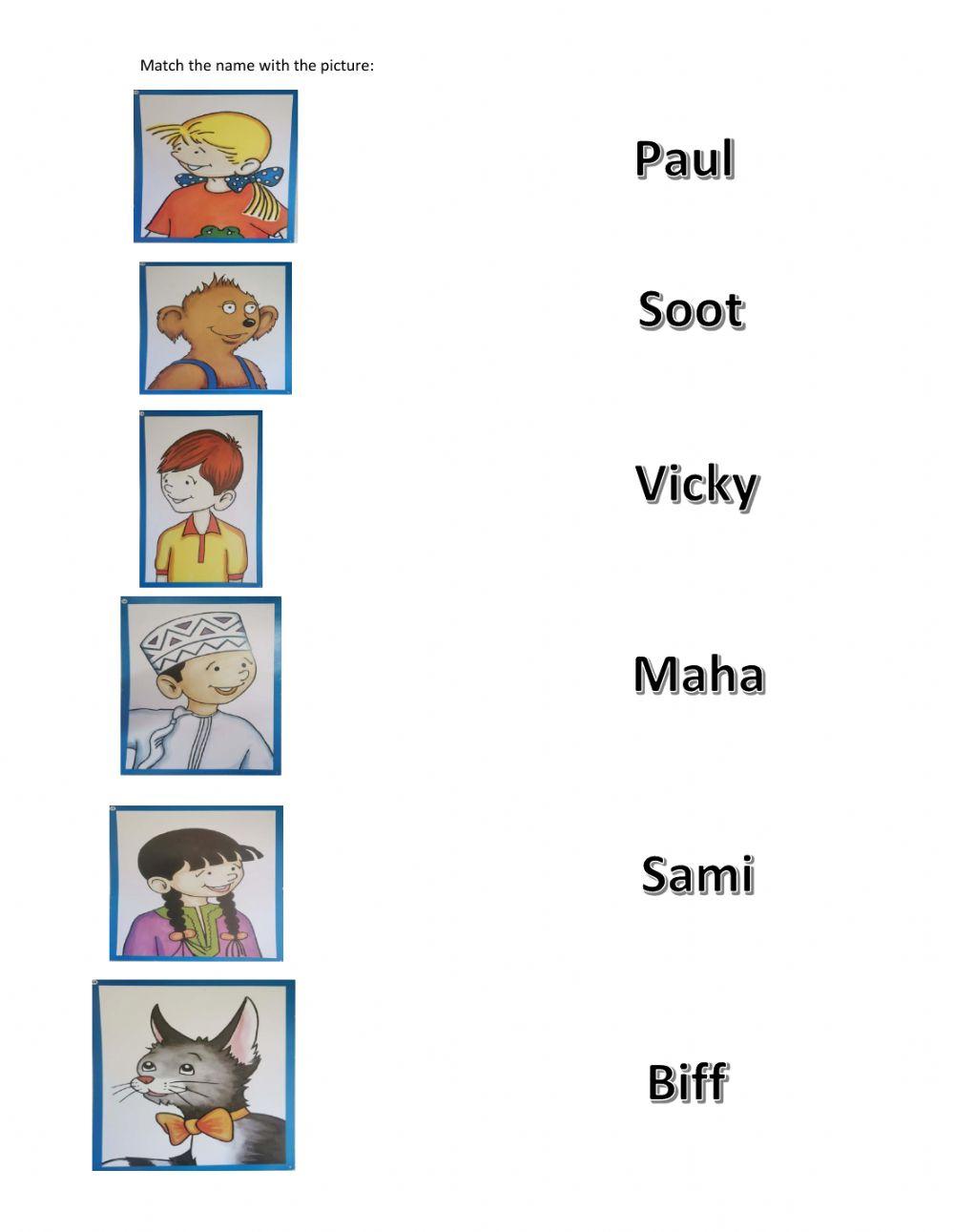 Characters interactive exercise for grade1 | Live Worksheets