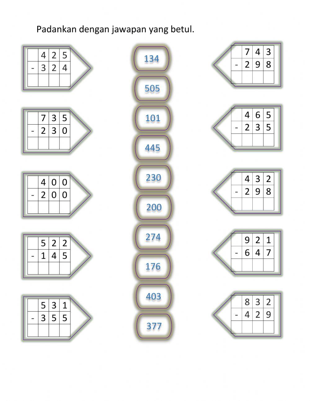 Tolak interactive activity | Live Worksheets