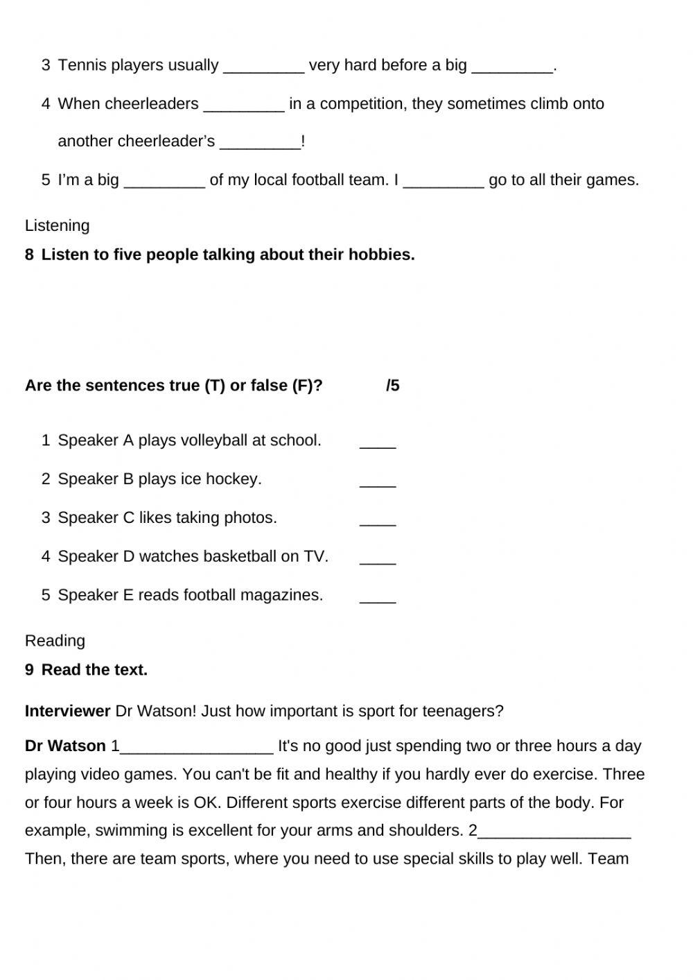Solutions Elementary Unit 2 Test online exercise for | Live Worksheets