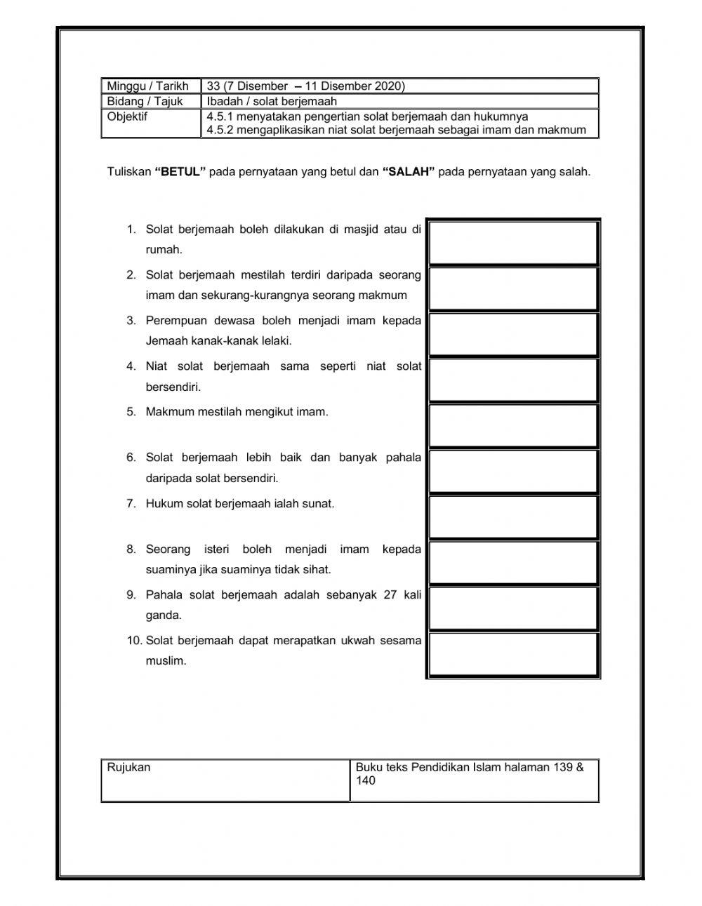 Ibadah interactive worksheet for 11 | Live Worksheets