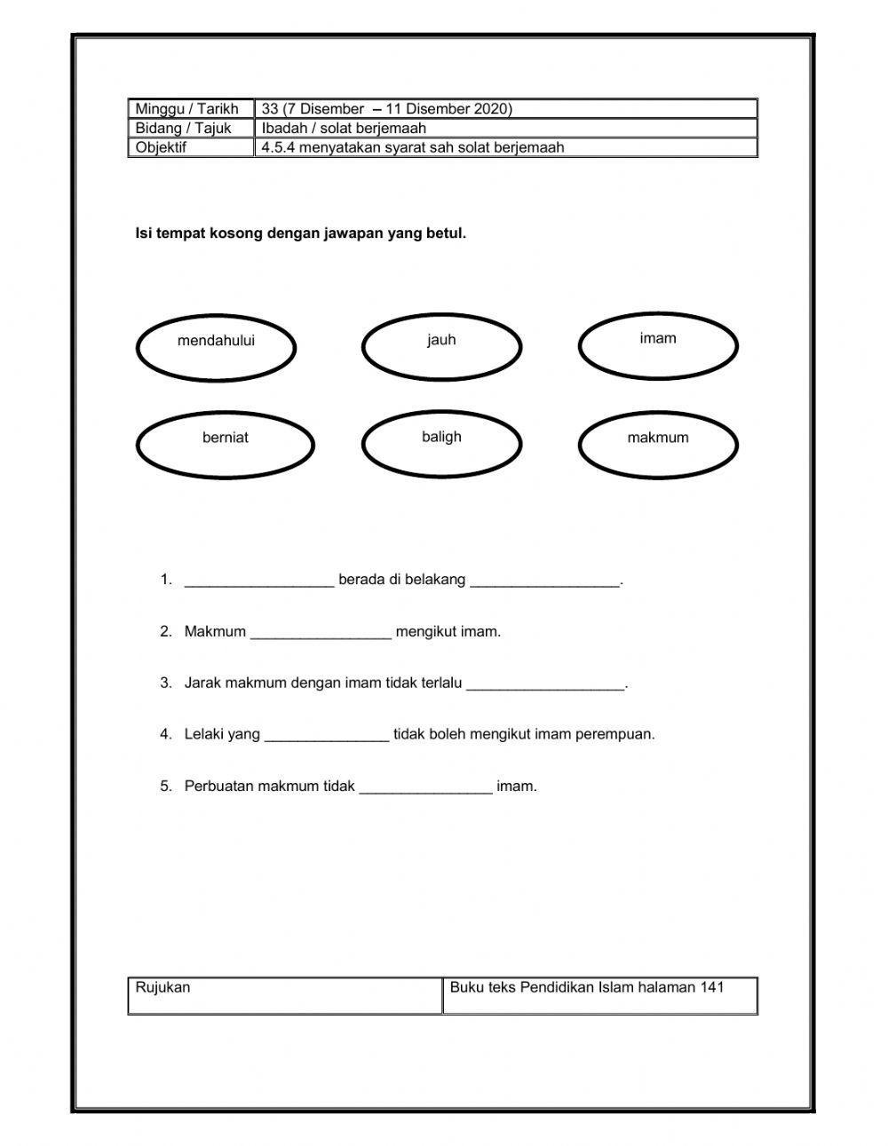 Ibadah interactive worksheet for 11 | Live Worksheets