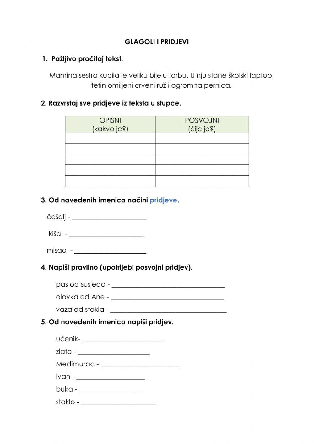 Glagoli i pridj… | Free Interactive Worksheets | 568257