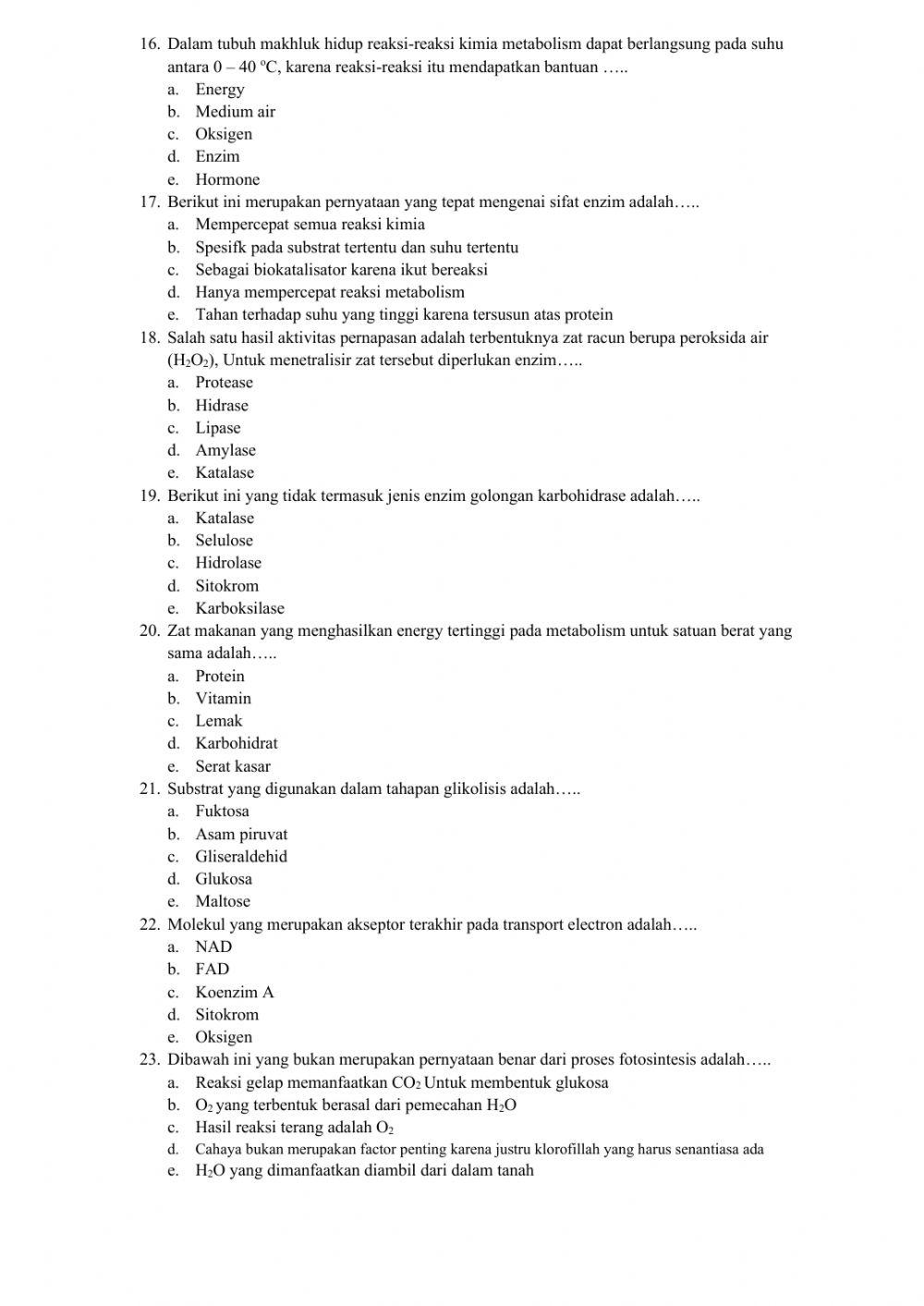 Biologi 12 worksheet | Live Worksheets