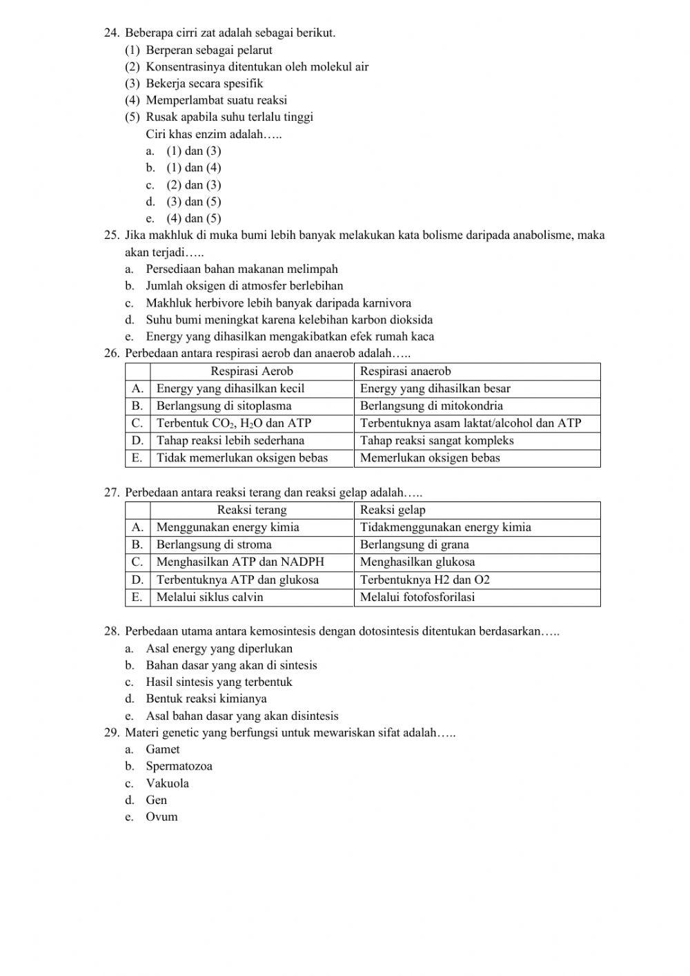 Biologi 12 worksheet | Live Worksheets