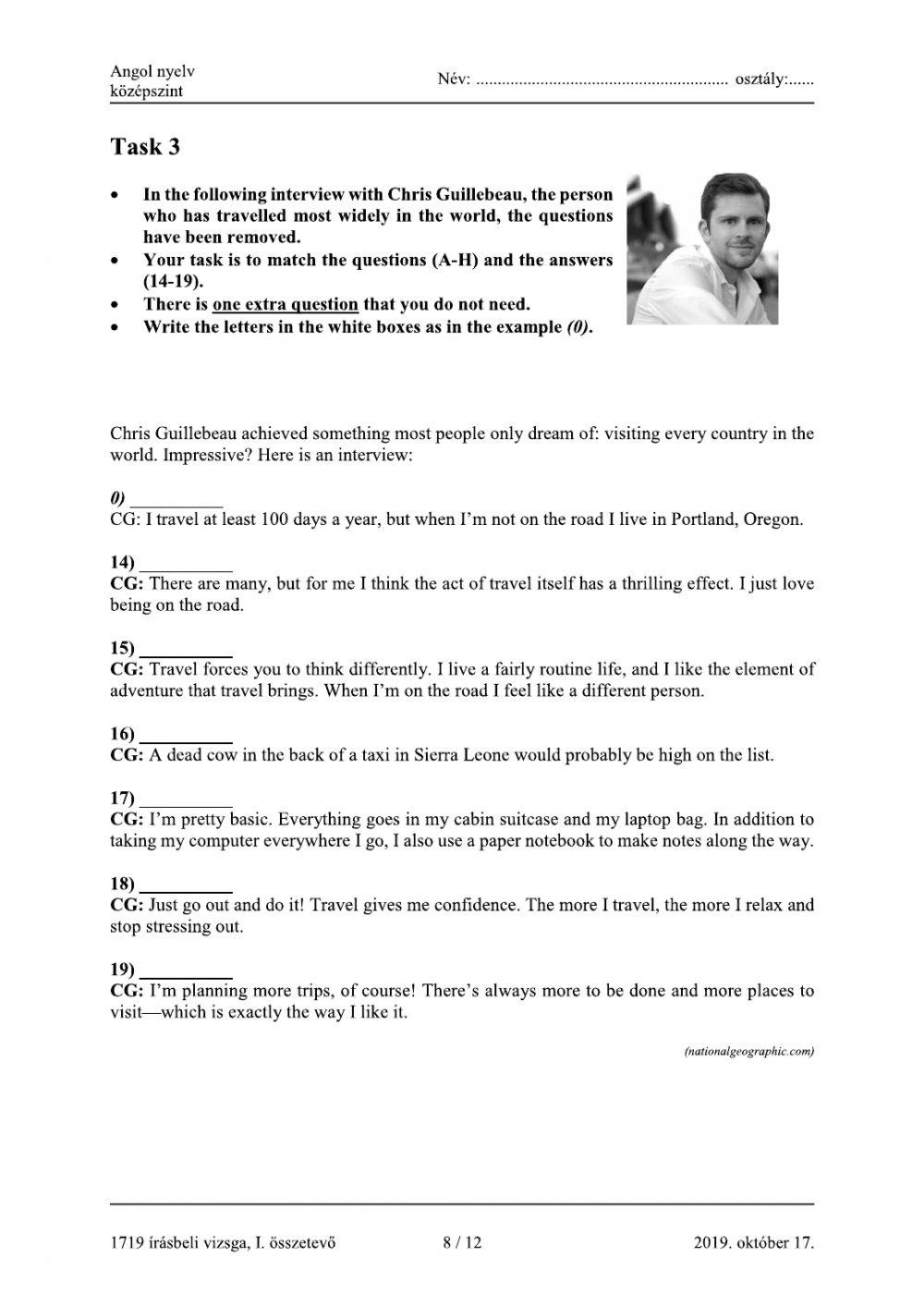 Matura B1 Reading questions-answers 568897