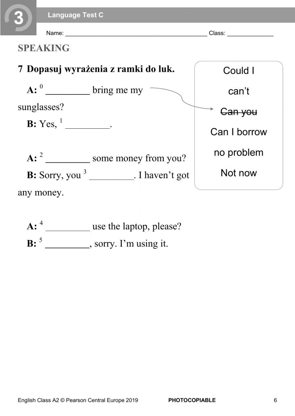 6300532 English Class A2 Unit 3 Test C Joanna