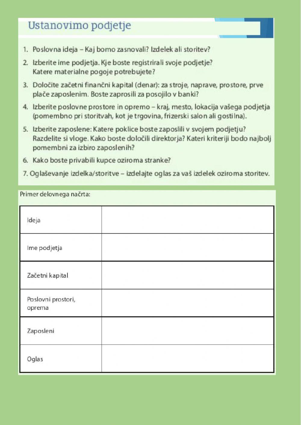 Ustanovimo podj… | Free Interactive Worksheets | 569062