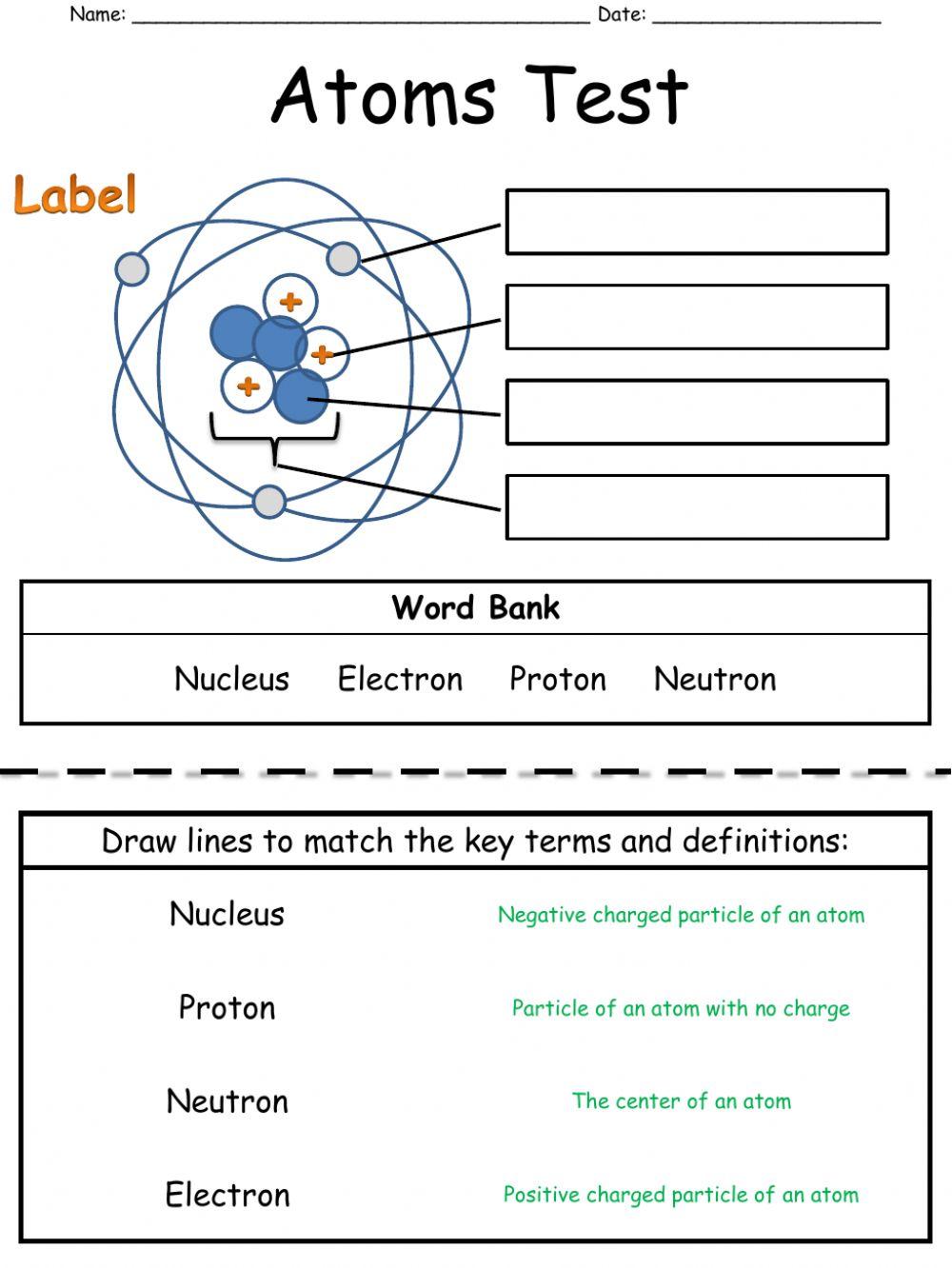 Atoms worksheet online exercise for | Live Worksheets