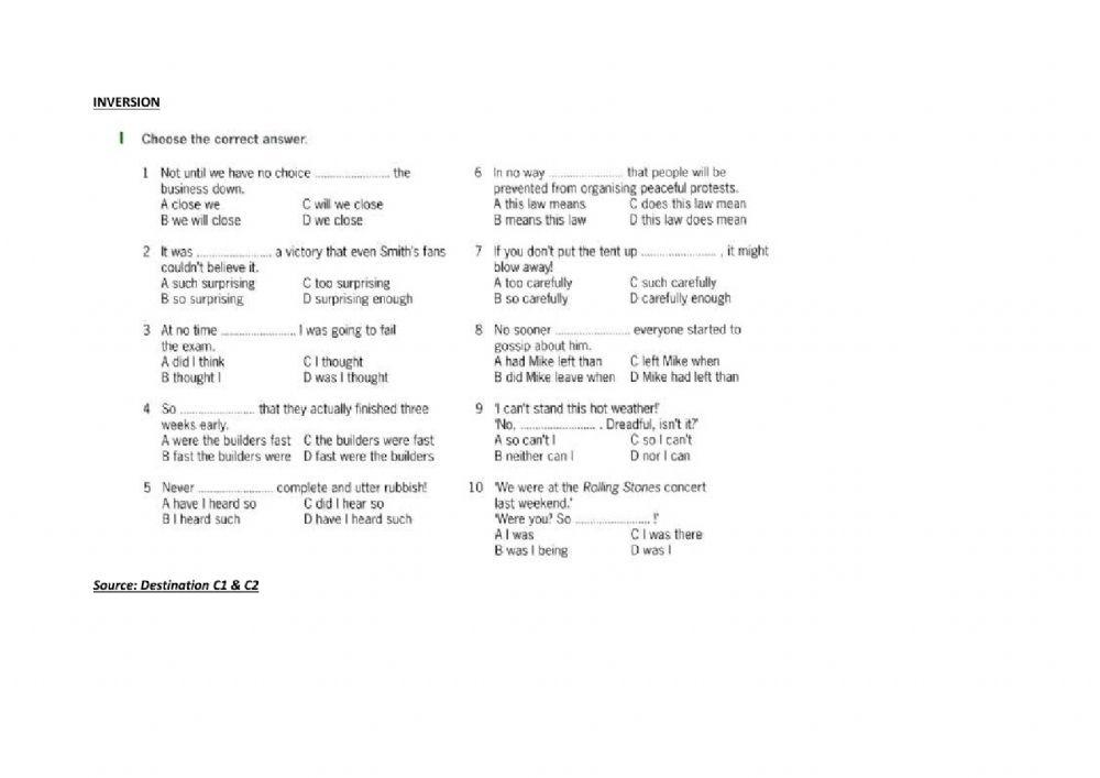 inversion.multiple choice 0654 | ewelinahanyz | Live