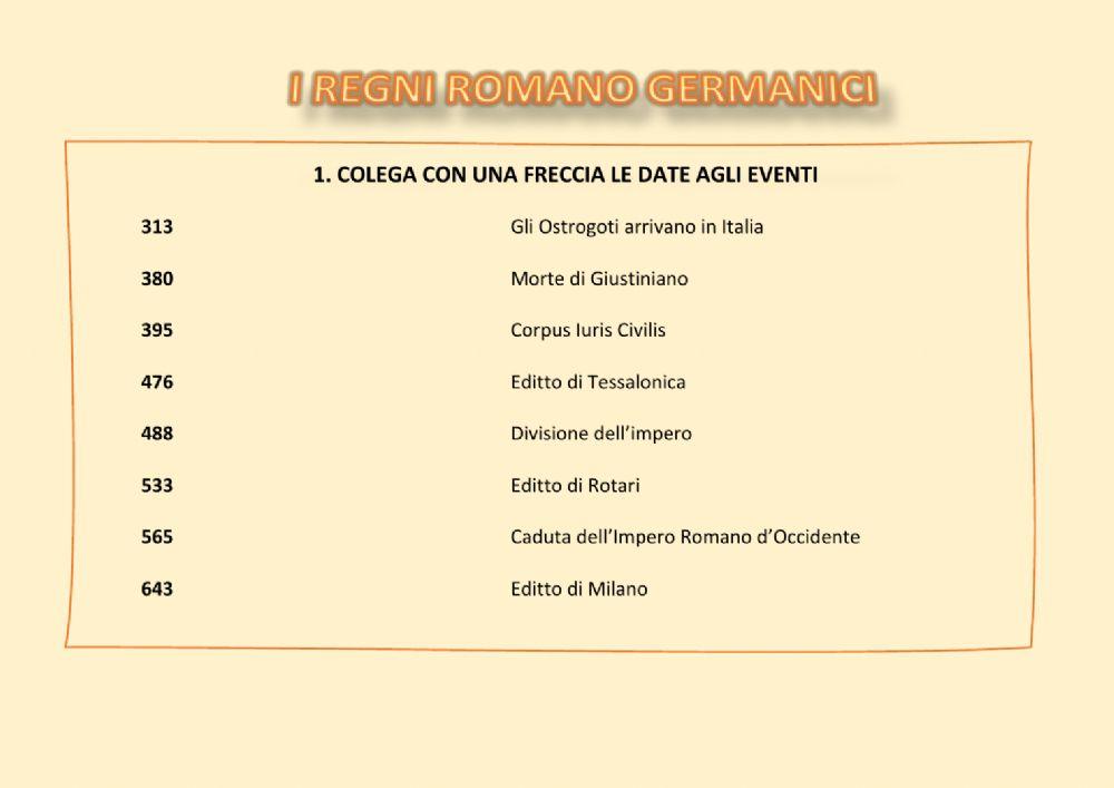 I REGNI ROMANO GERMANICI worksheet | Live Worksheets