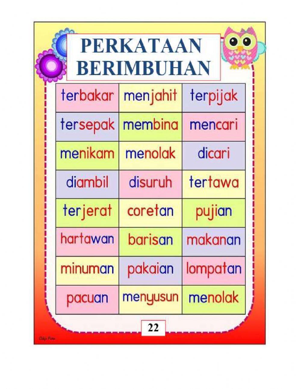 Perkataan berimbuhan worksheet for 1-6 | Live Worksheets