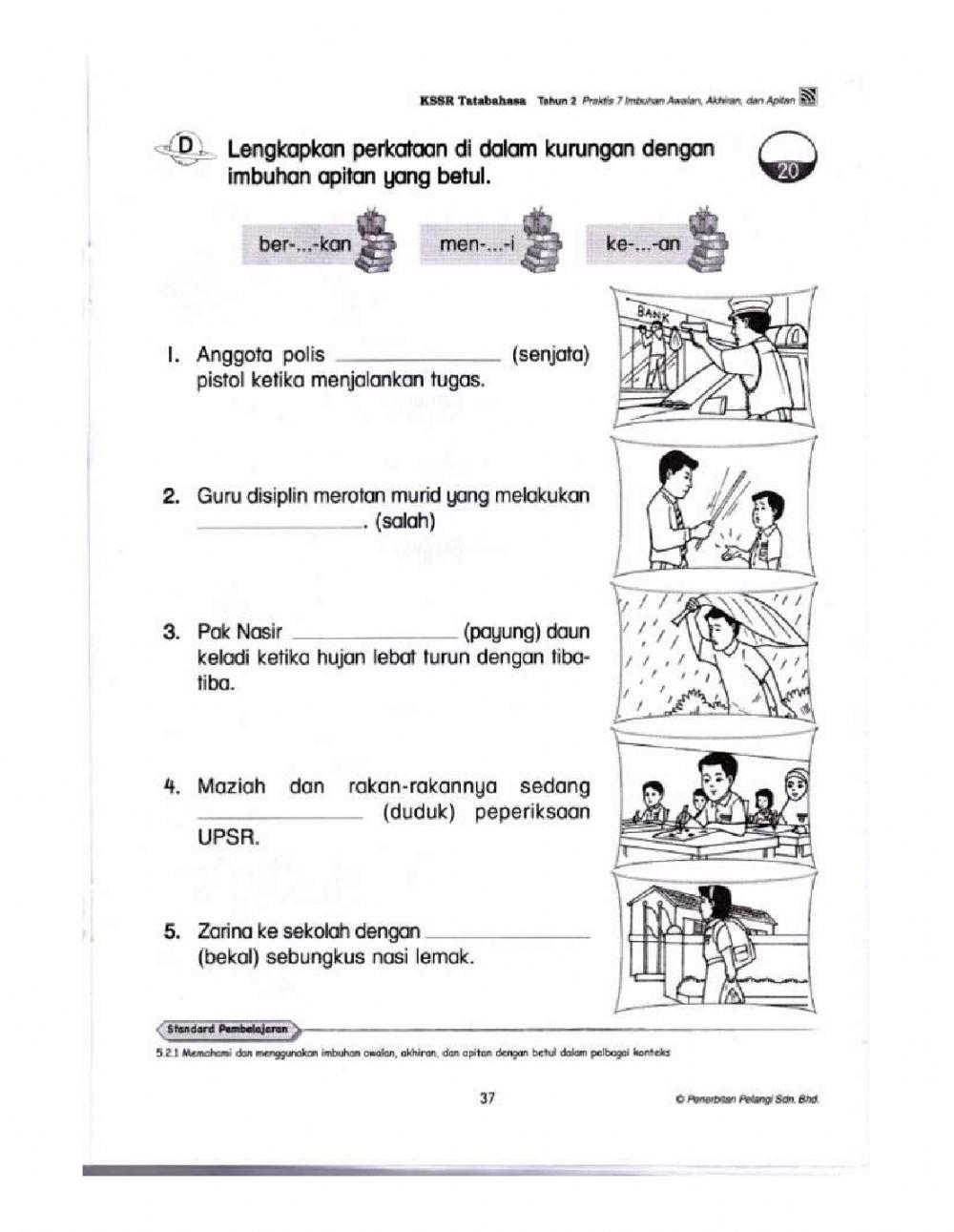 Perkataan berimbuhan worksheet for 1-6 | Live Worksheets