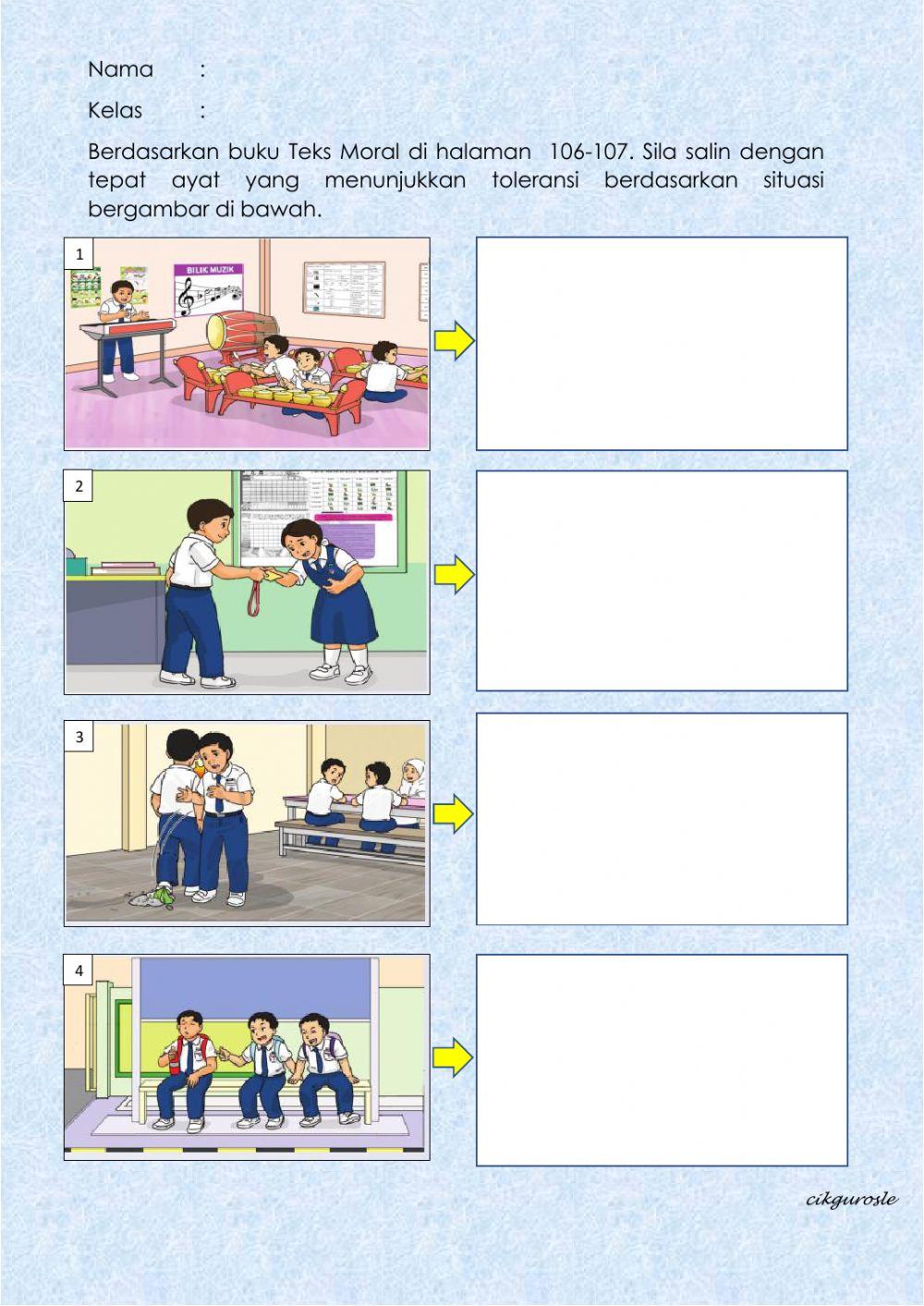 Sikap Toleransi Amalan Warga Sekolah worksheet | Live Worksheets