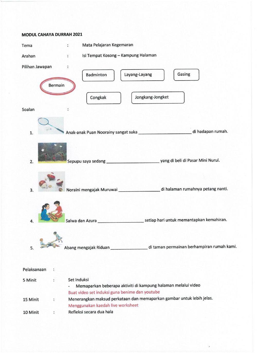 Kampung halaman worksheet | Live Worksheets