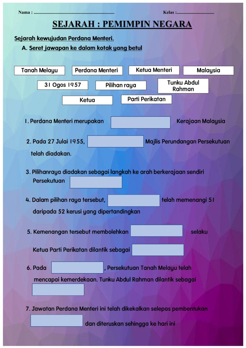 Kuiz Pemimpin N… | Free Interactive Worksheets | 570025