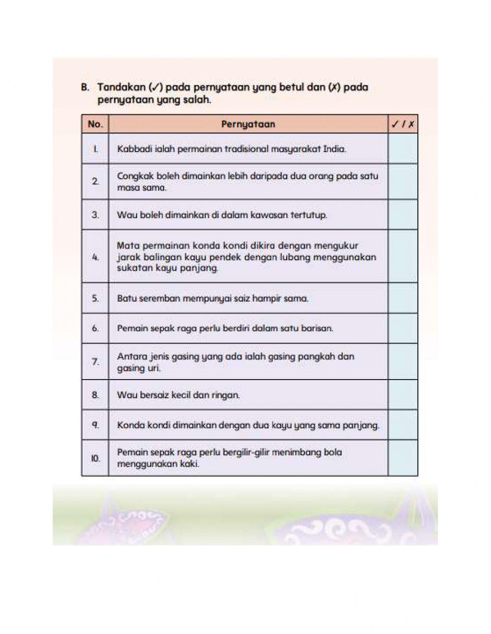 Latihan permain… | Free Interactive Worksheets | 570102