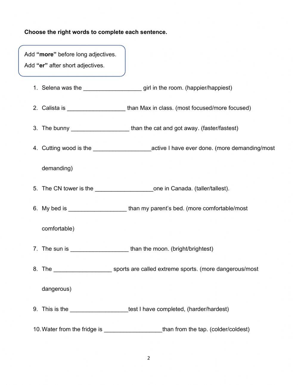 Comparative online pdf worksheet | Live Worksheets