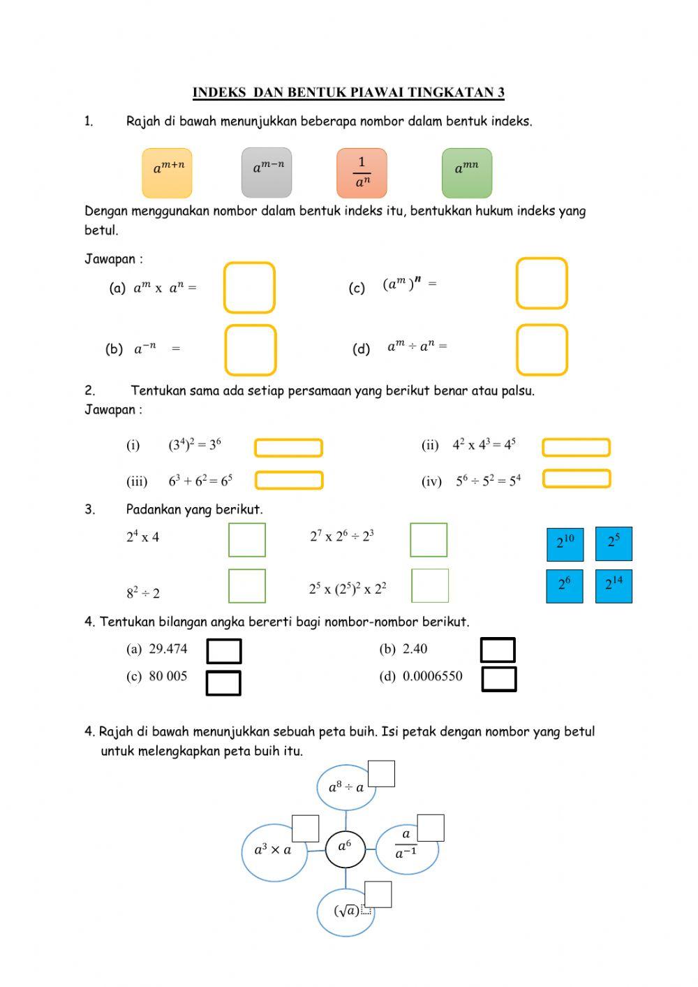 4520091 | MATEMATIK TINGKATAN 3 INDEKS DAN BENTUK PIAWAI