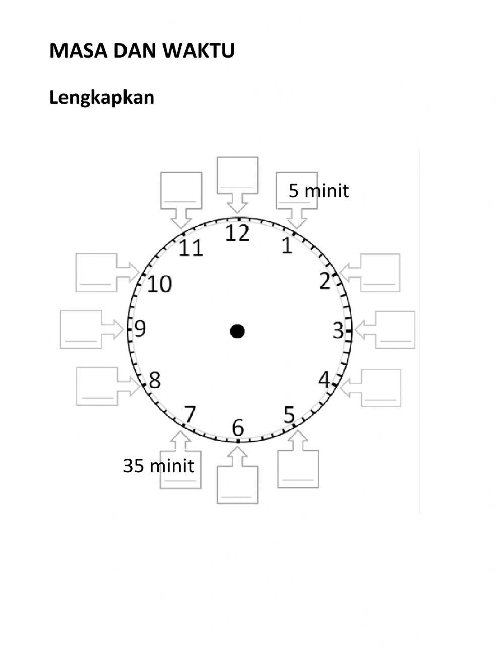 MATEMATIK TAHUN 2 : MASA DAN WAKTU online exercise for | Live Worksheets