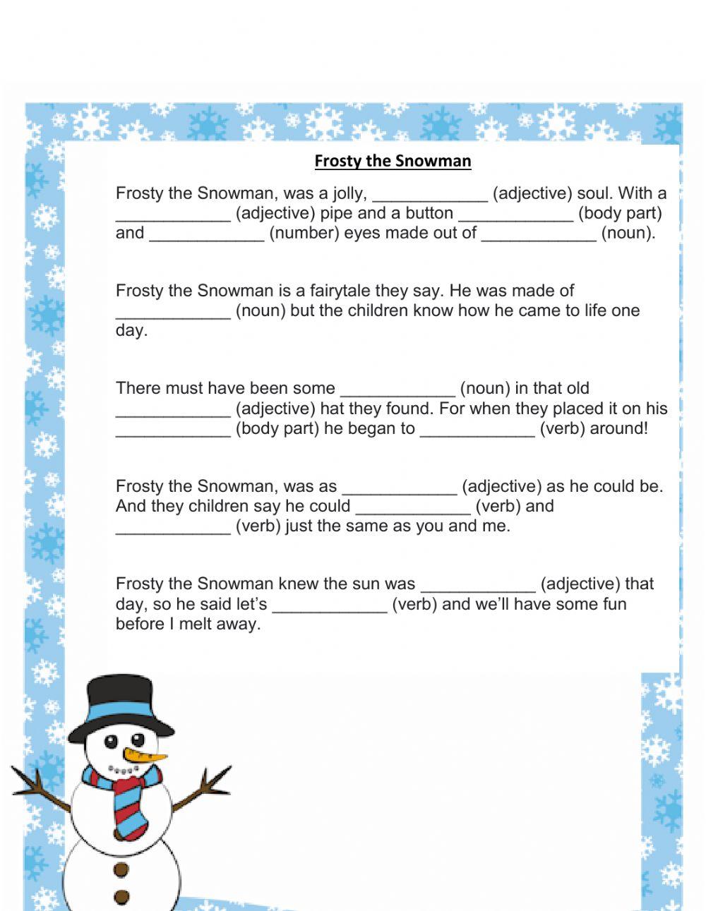571684 | Frosty the Snowman Madlibs | Emma Firment