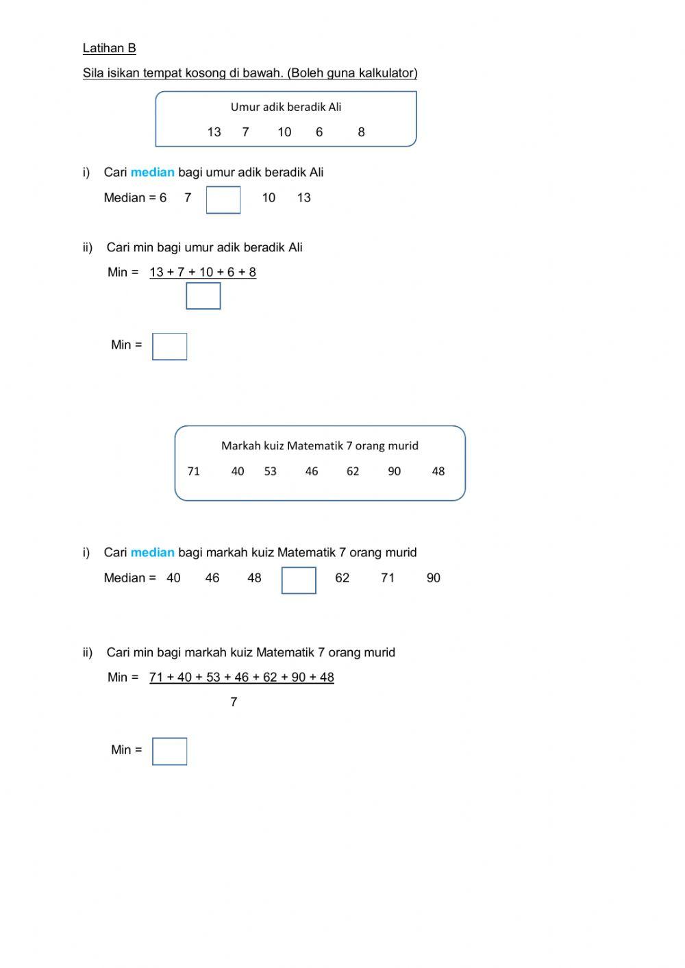 Mod, julat, med… | Free Interactive Worksheets | 571754