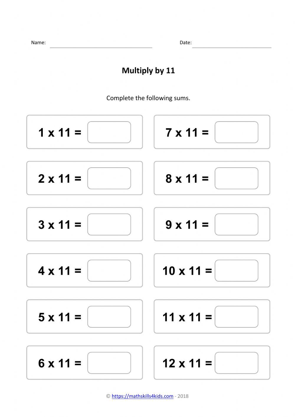 11 Times Table | Savash | Live Worksheets