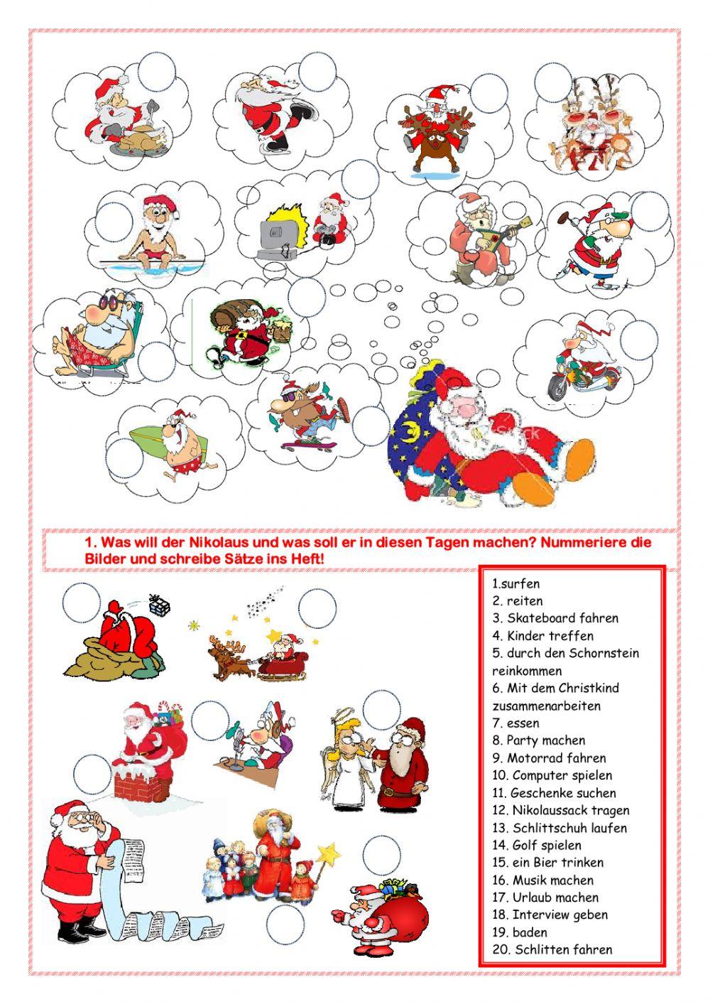nikolaustag in deutschland arbeitsblatt