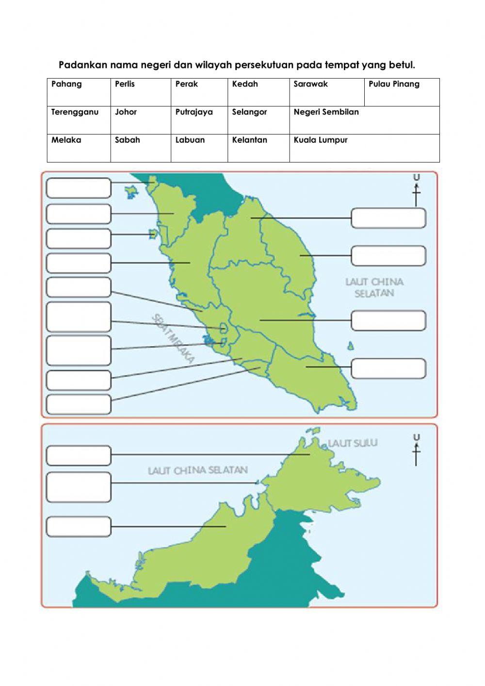 Peta malaysia | Free Interactive Worksheets | 572134