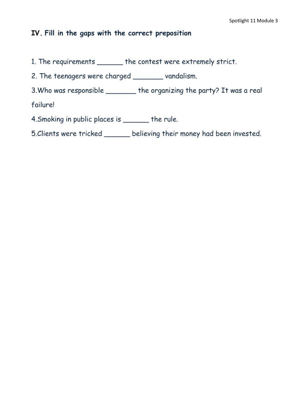 Spotlight 11 test 3 interactive worksheet | Live Worksheets