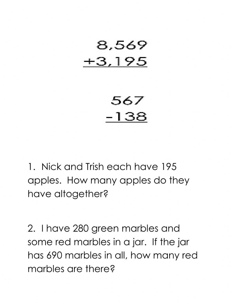 Addition and Subtraction Practice interactive worksheet | Live Worksheets