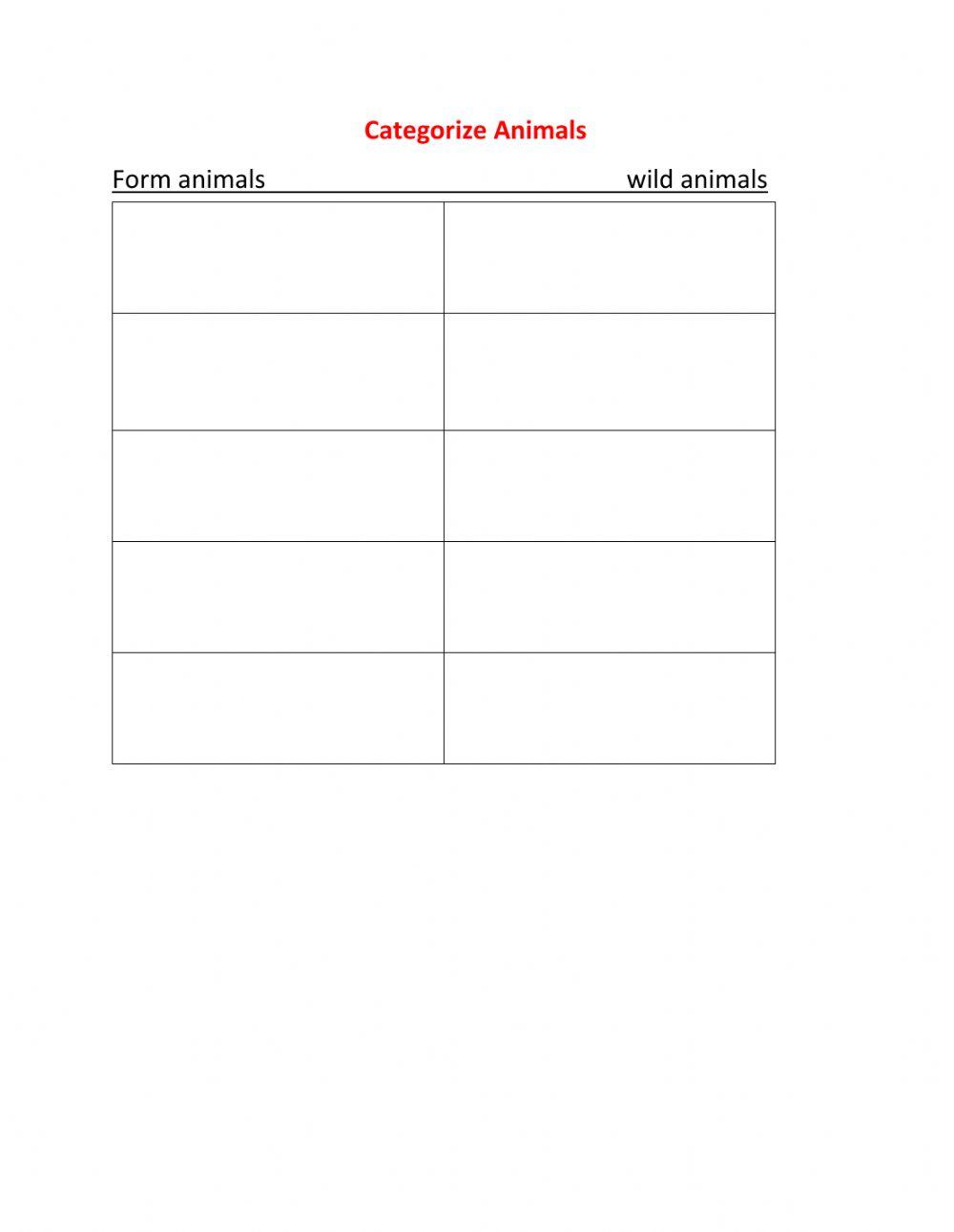 Daste bandi heyvanat worksheet | Live Worksheets