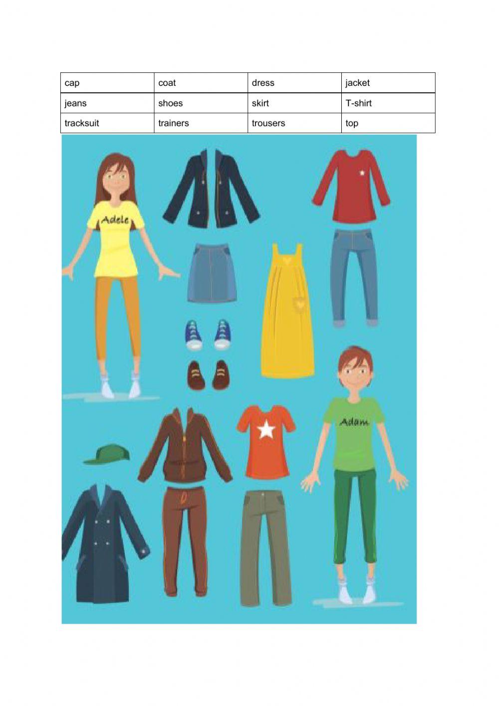 Clothes online exercise for kids | Live Worksheets