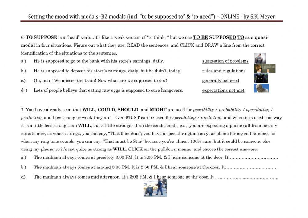 SMT-B2-Setting the mood with modals worksheet | Live Worksheets