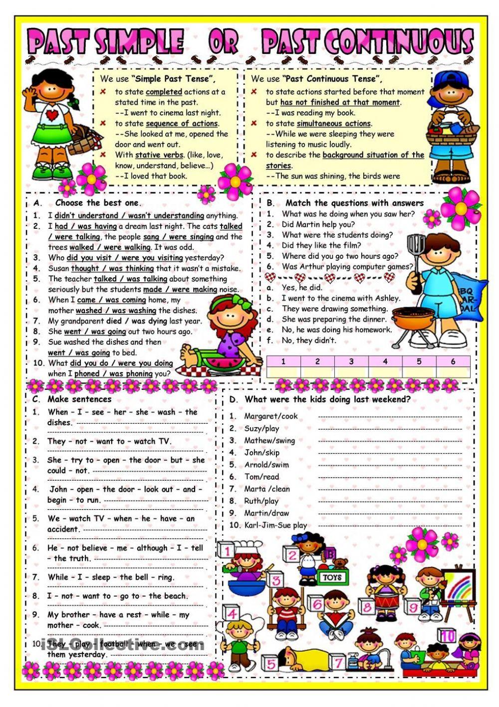 Past simple and past continuous worksheet for 7 | Live Worksheets