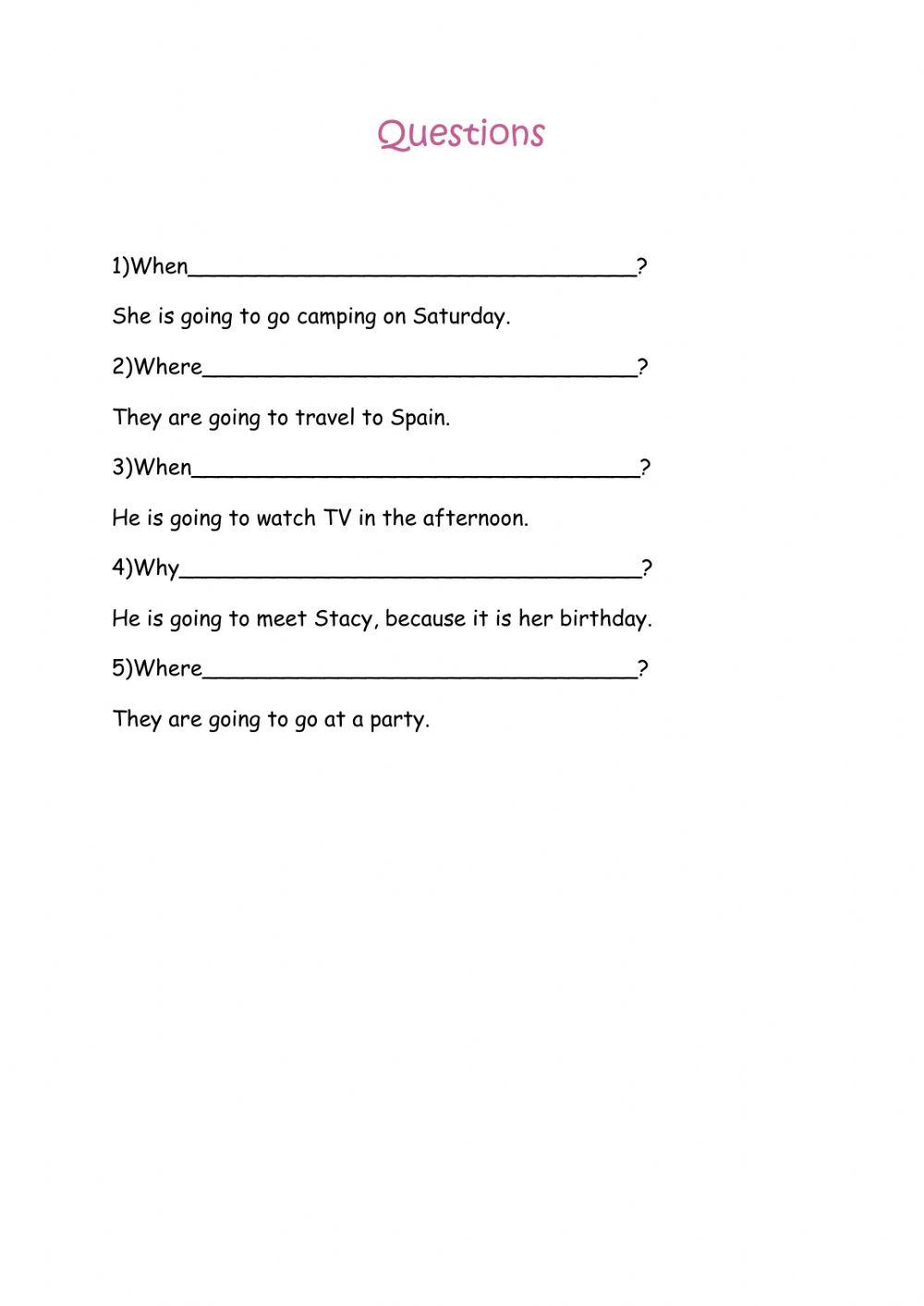 Going to Questi… | Free Interactive Worksheets | 574080