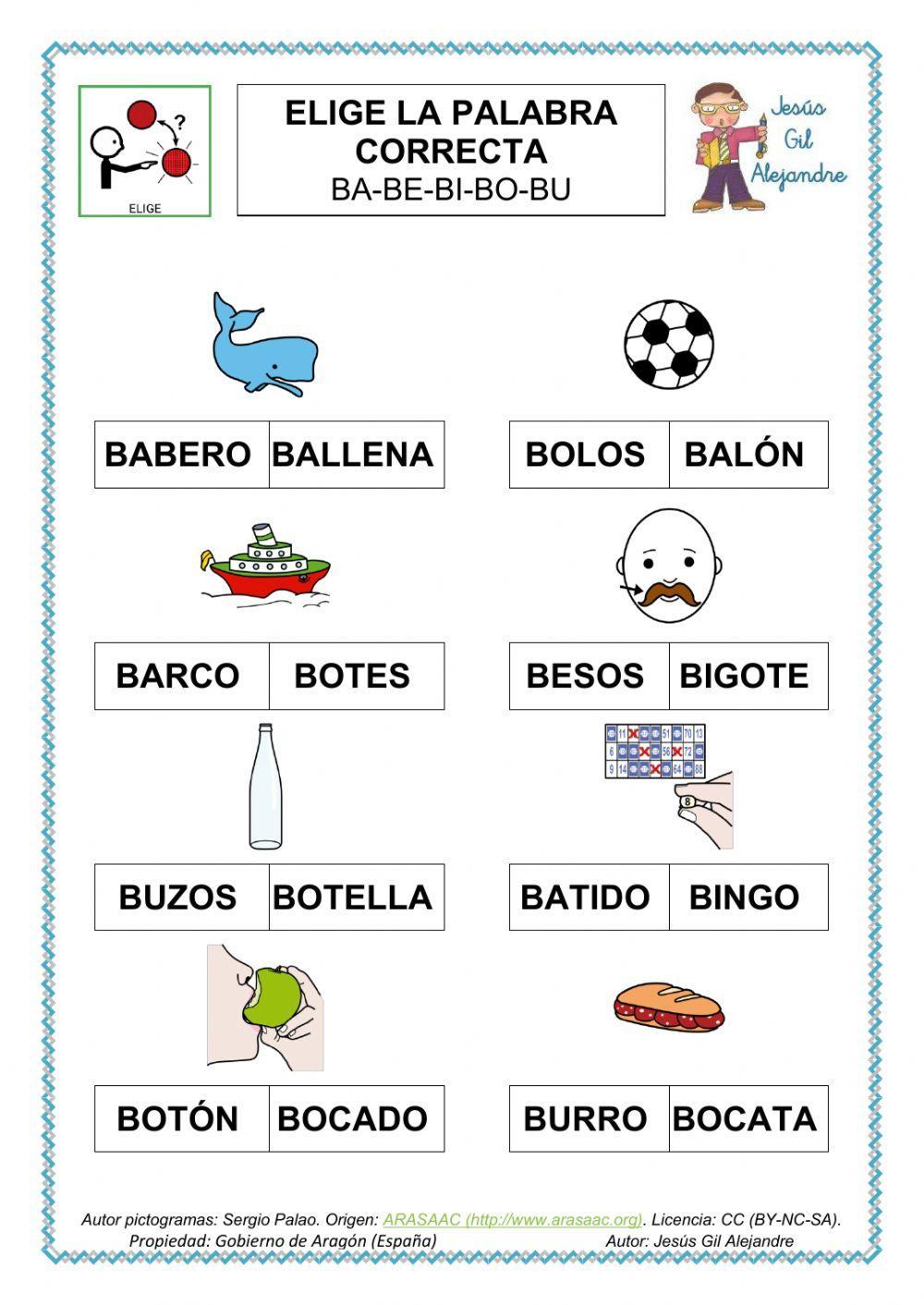 Elige la palabra correcta con BA BE BI BO BU activity | Live Worksheets