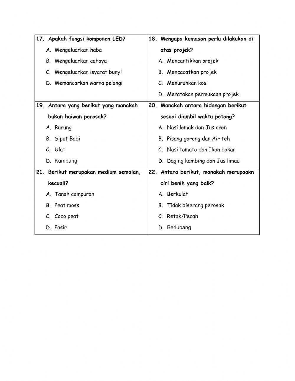 Ujian RBT Tahun… | Free Interactive Worksheets | 575088