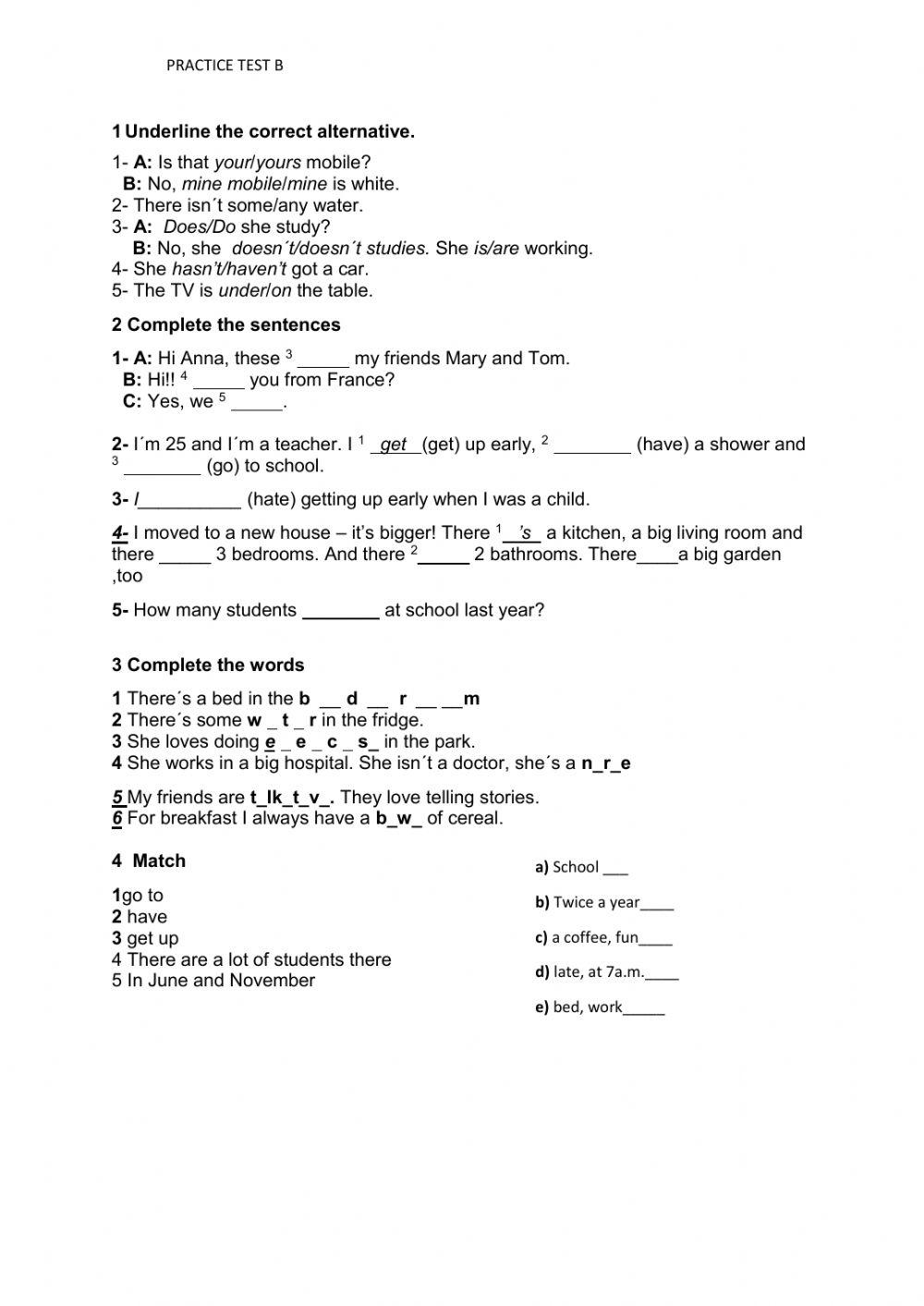 Practice test b adults worksheet | Live Worksheets