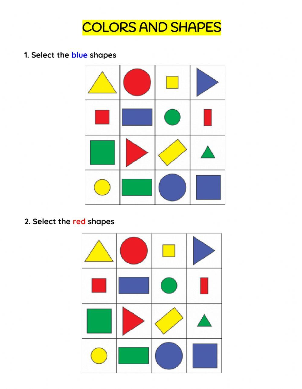 Colors and shap… | Free Interactive Worksheets | 575170